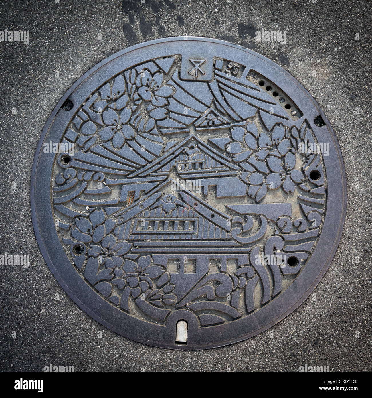 Top view of a manhole cover of Osaka City, Japan Stock Photo - Alamy