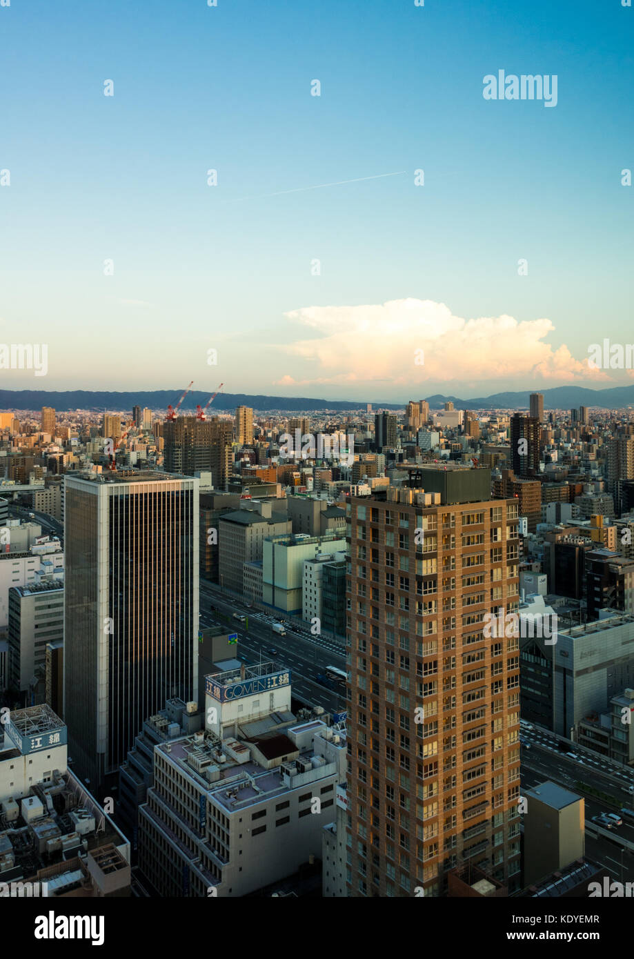 Osaka skyline at sunset, Osaka, Japan Stock Photo - Alamy