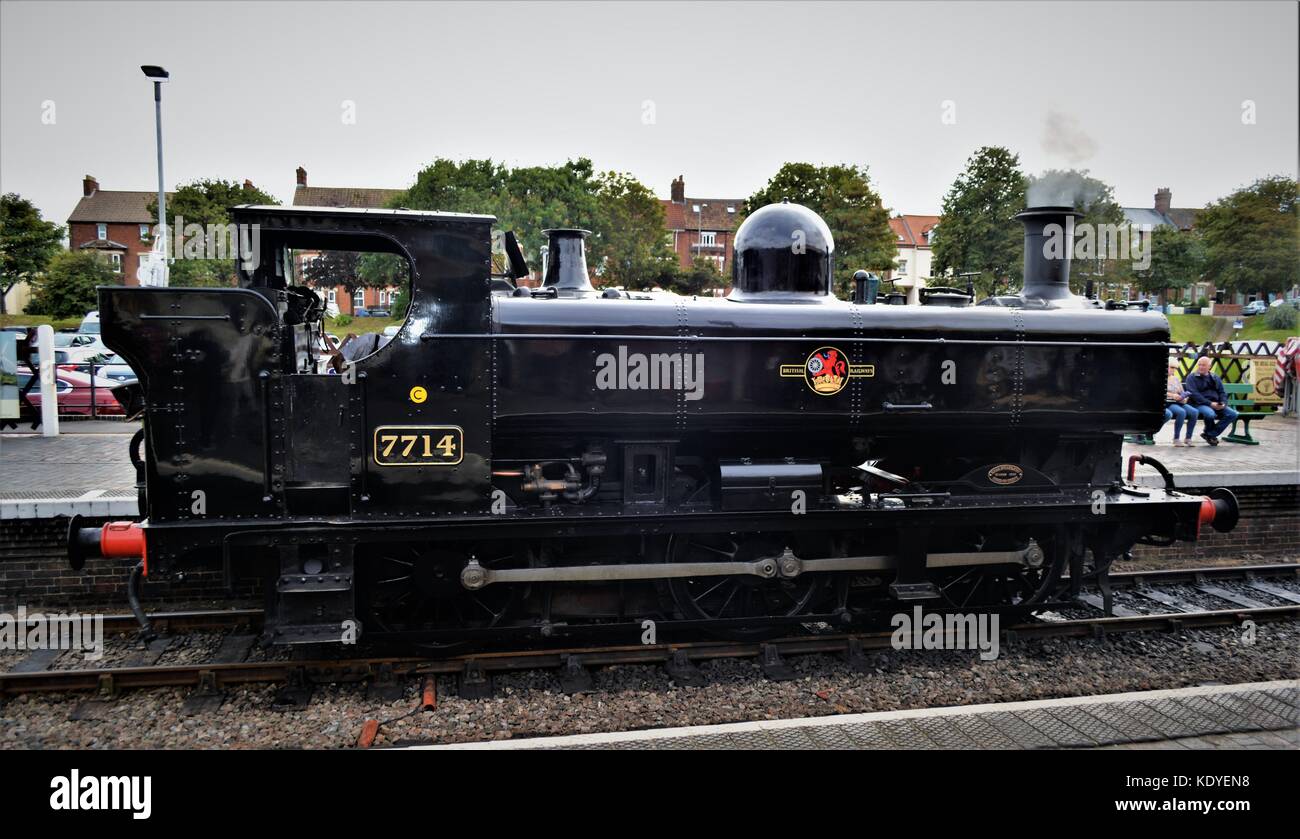 GWR Pannier 7714 tank engine, classic steam train on the North Norfolk ...
