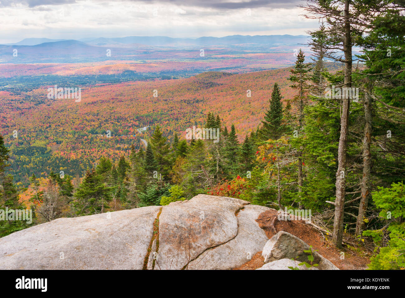 Panoramic lookout on Megantic Mount in Canada during autumn colours ...