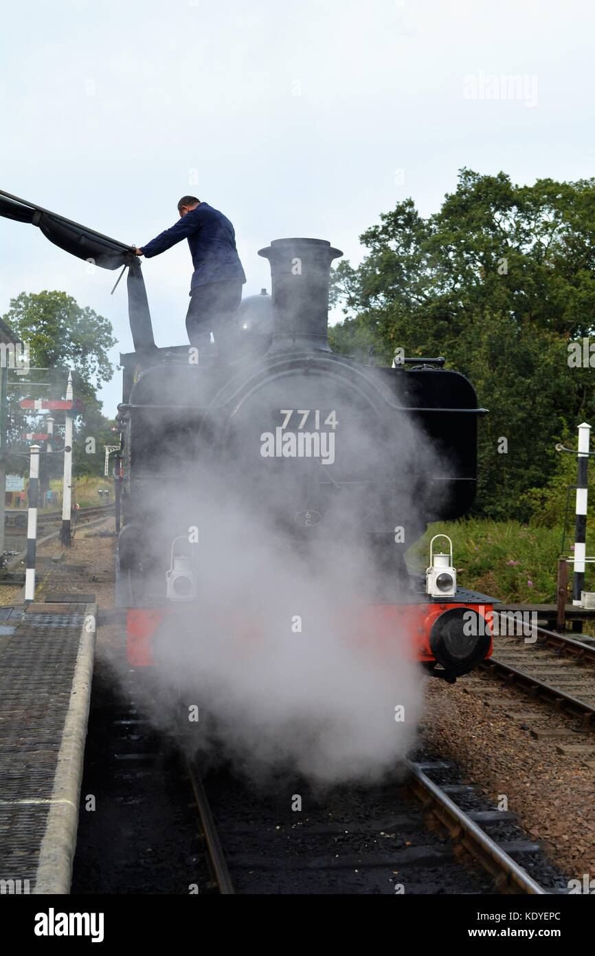 GWR Pannier 7714 tank engine, classic steam train on the North Norfolk ...