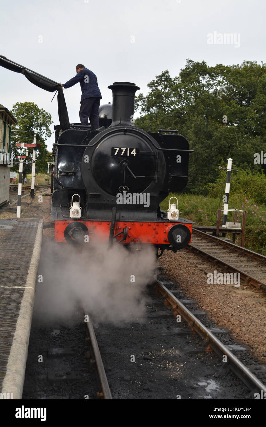 GWR Pannier 7714 tank engine, classic steam train on the North Norfolk ...