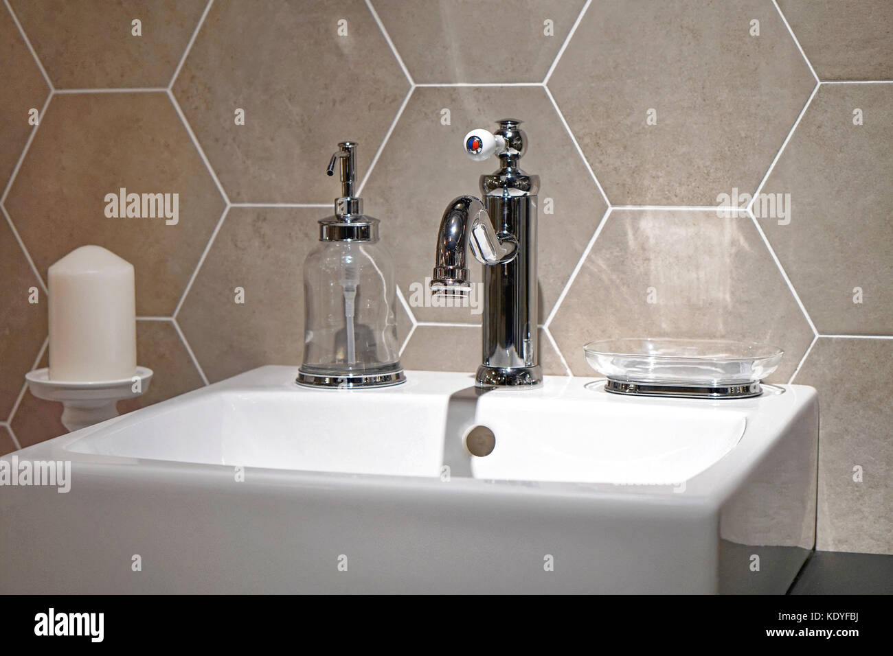 Retro style bathroom sink interior Stock Photo - Alamy