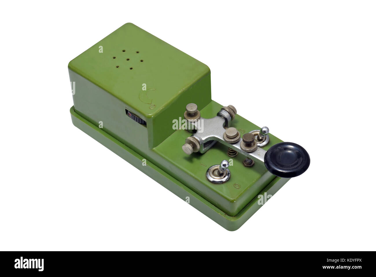 Old army telegraph device used for transmission of coded text messages ...