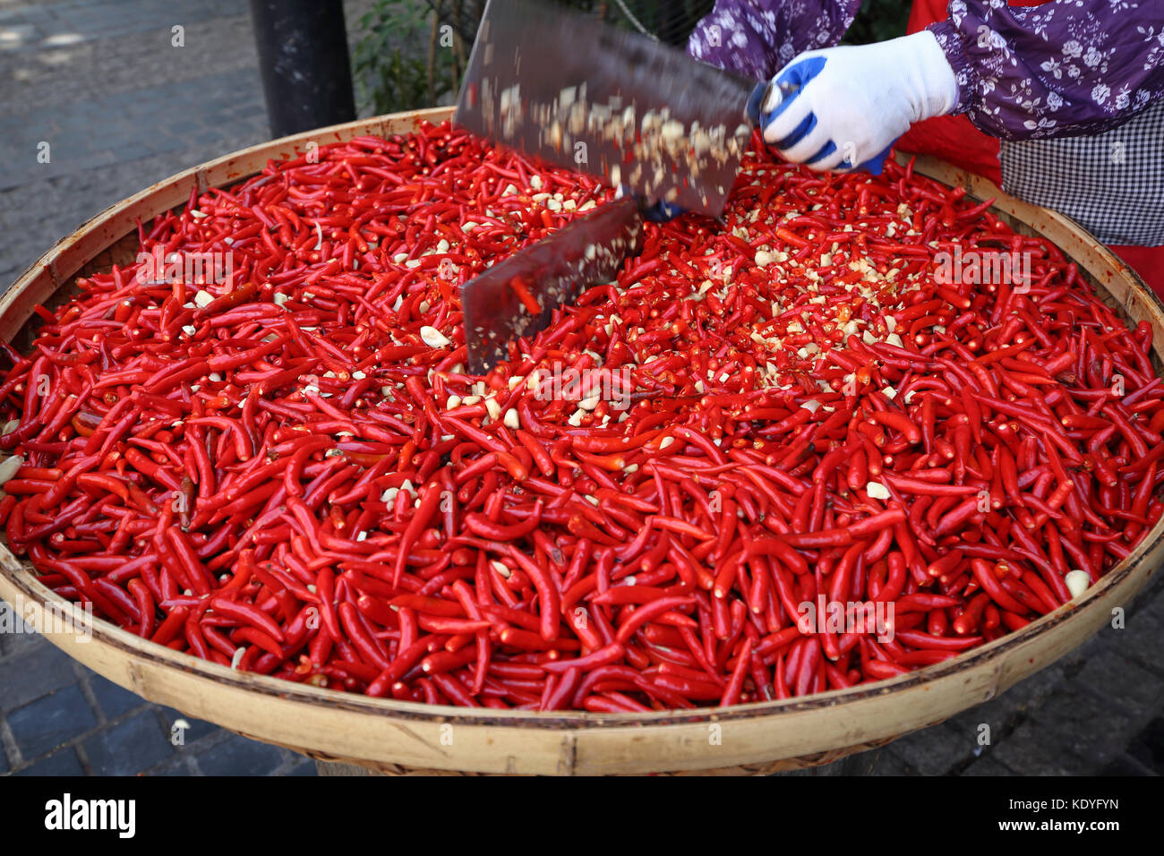 Chinese chilli sauce making Stock Photo - Alamy