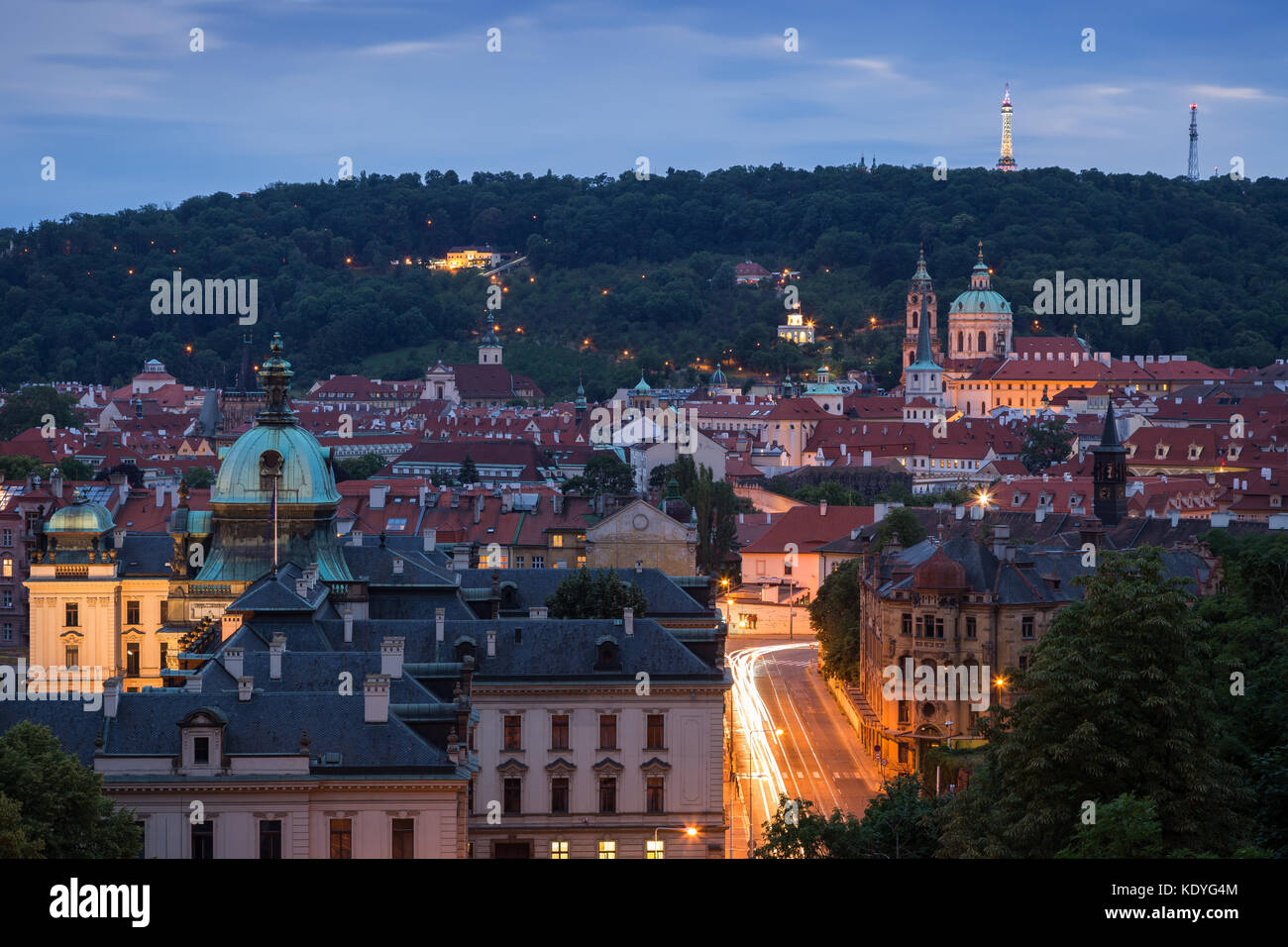 View of old buildings at the Mala Strana District (Lesser Town) and ...