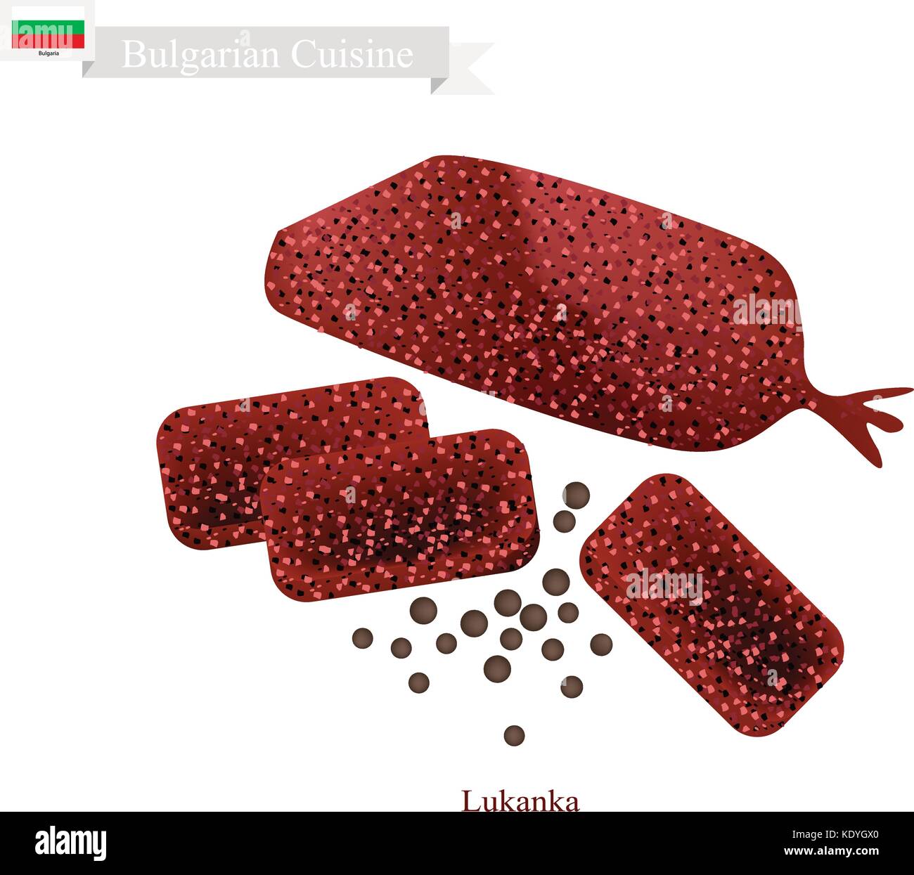 Bulgarian Cuisine, Illustration of Lukanka or Traditional Flat Sausage ...