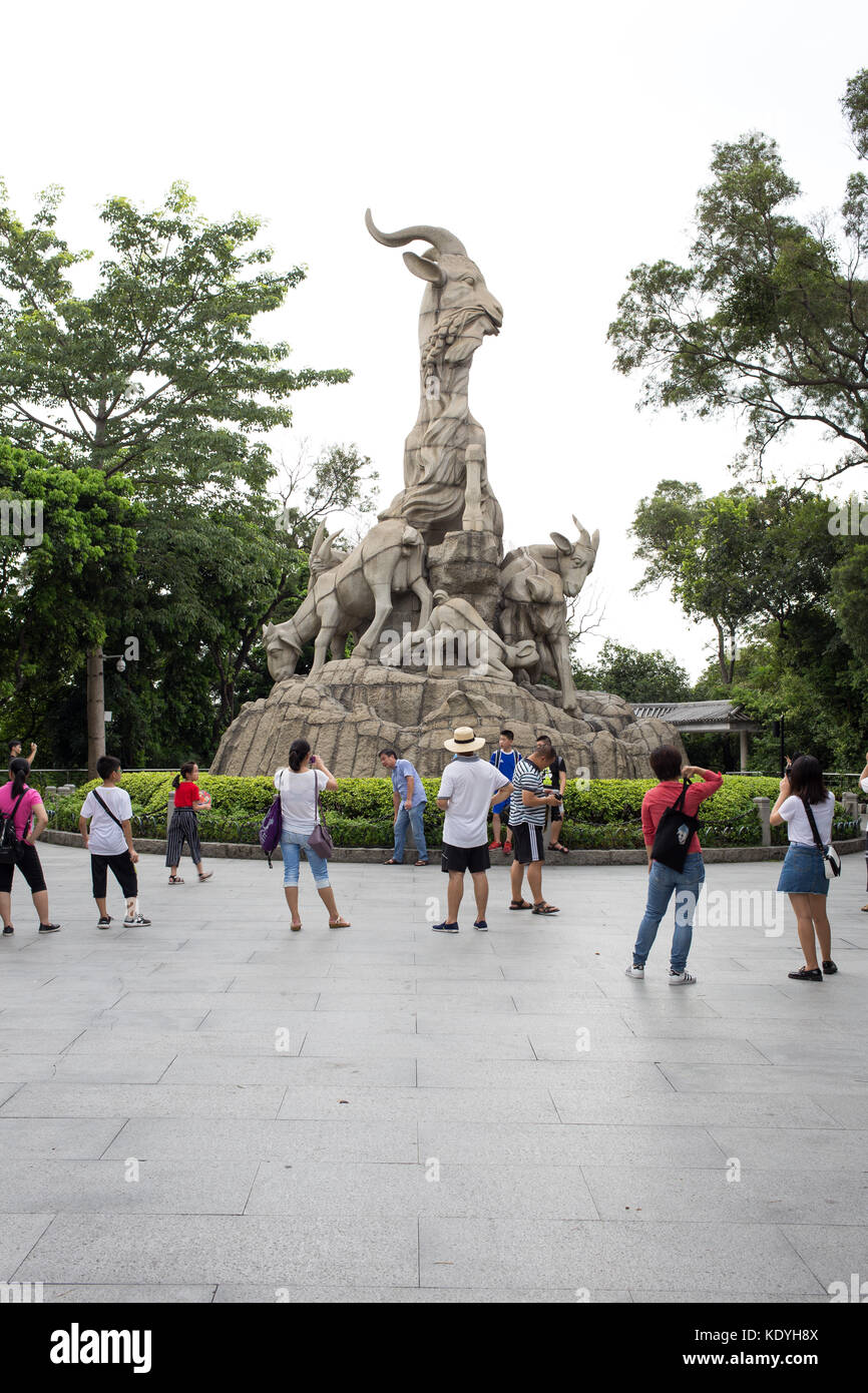 guangzhou,china - aug,14,2017: five goats statue is the landmark of ...