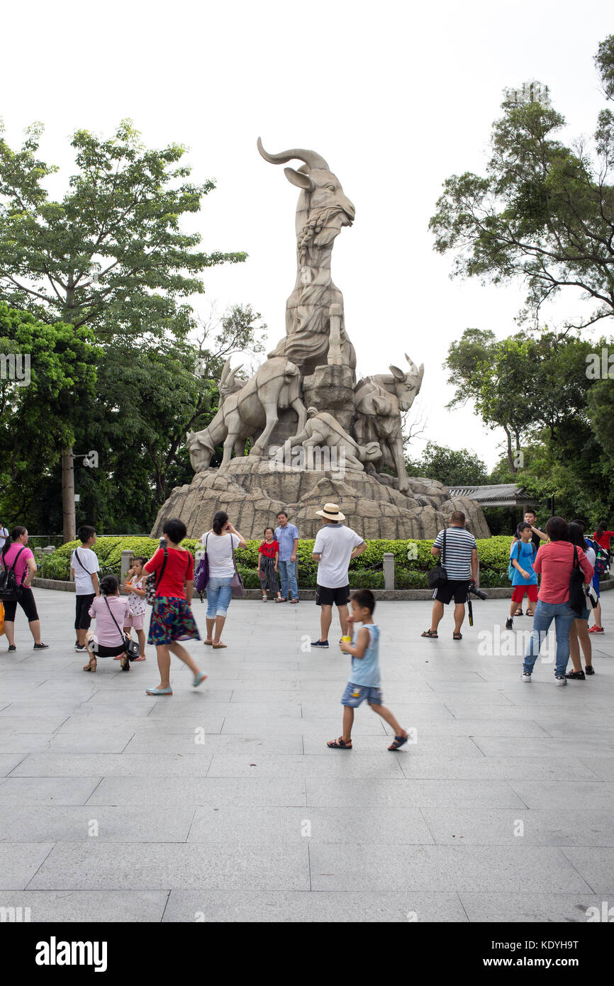 guangzhou,china - aug,14,2017: five goats statue is the landmark of ...