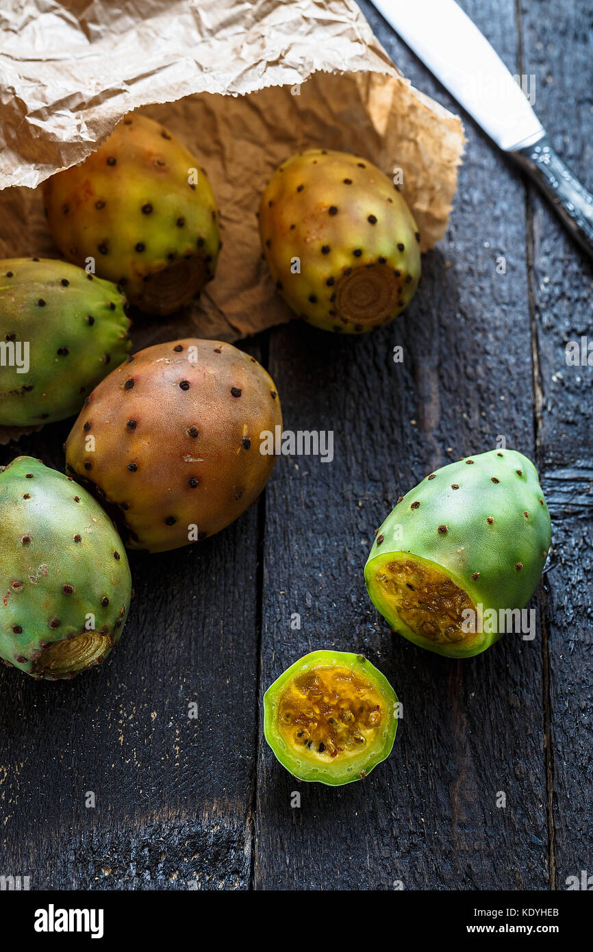 Colorful cactus fruit or prickly pears in paper package Stock Photo - Alamy