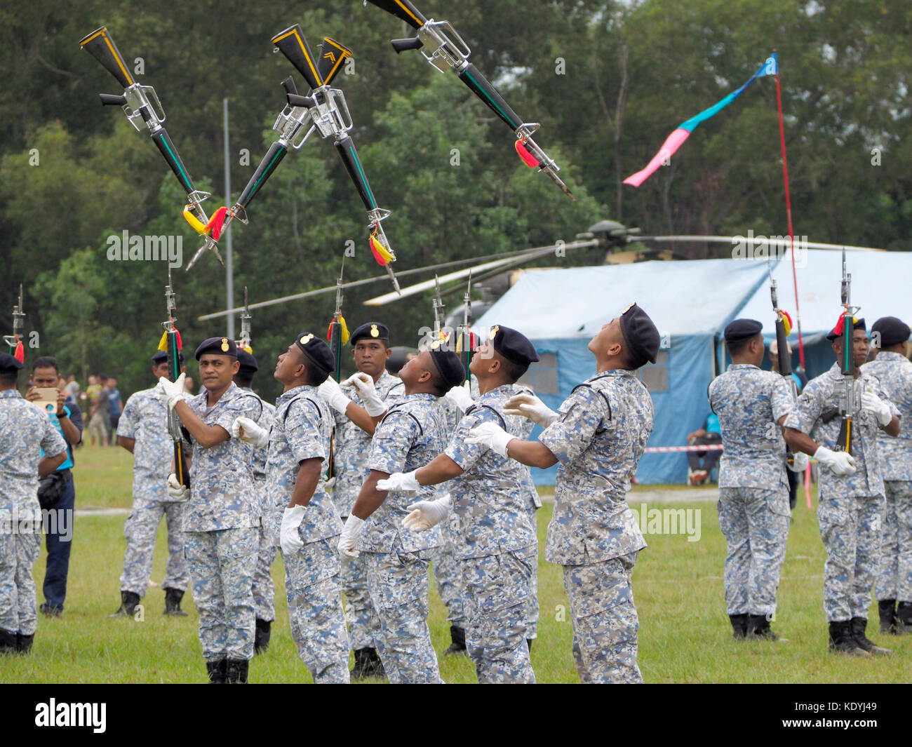Royal Malaysian Navy team from Lumut Base throwing and catching their ...