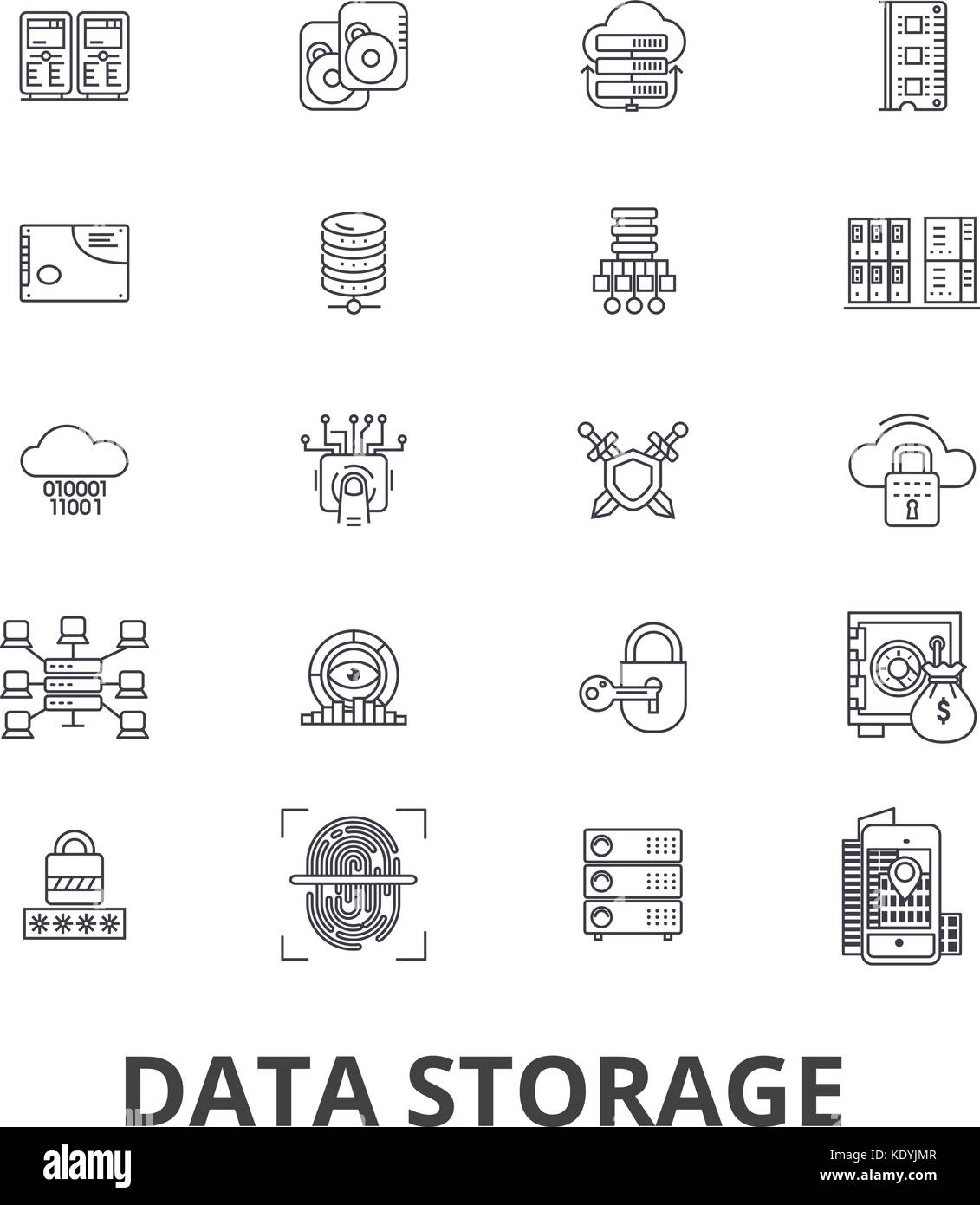 Data storage line icons. Editable strokes. Flat design vector ...