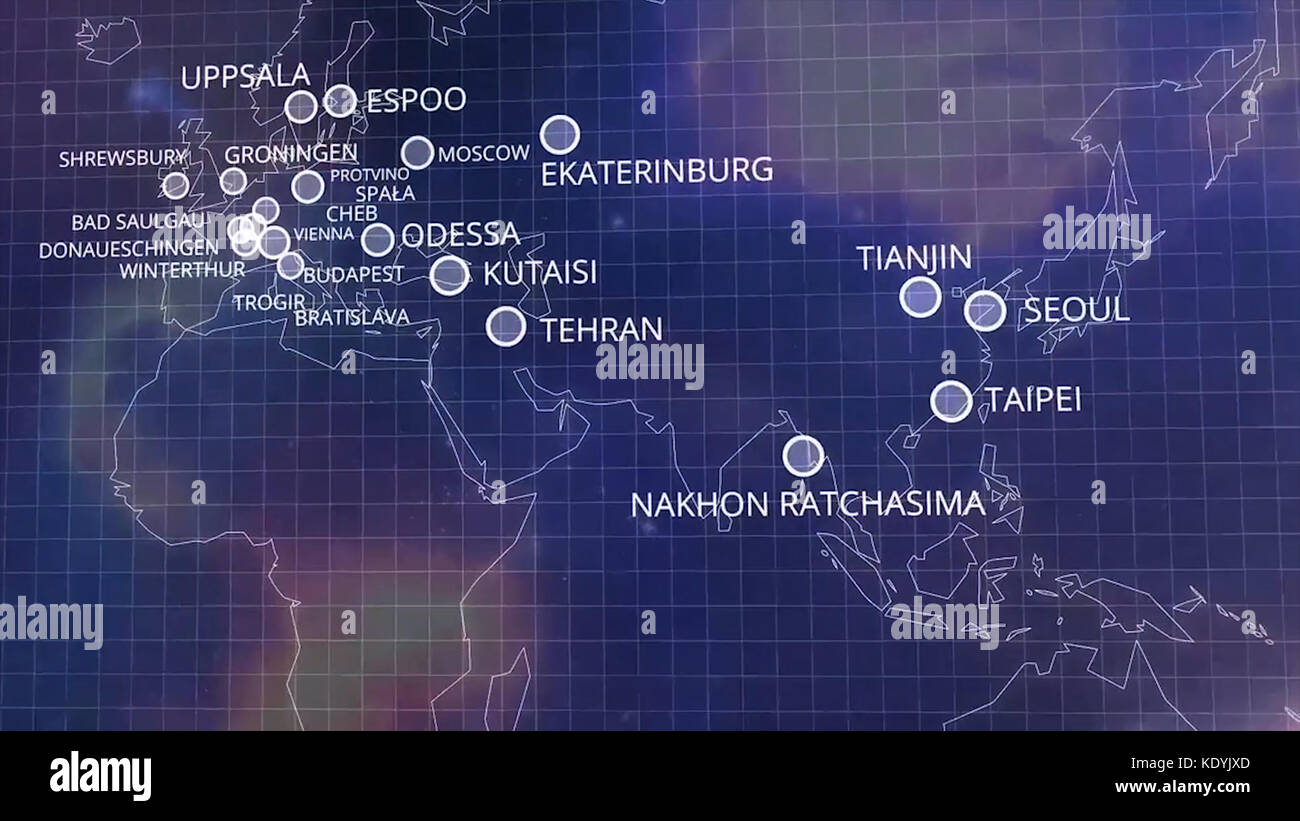 Capital of the world animation. The connection between cities of the ...
