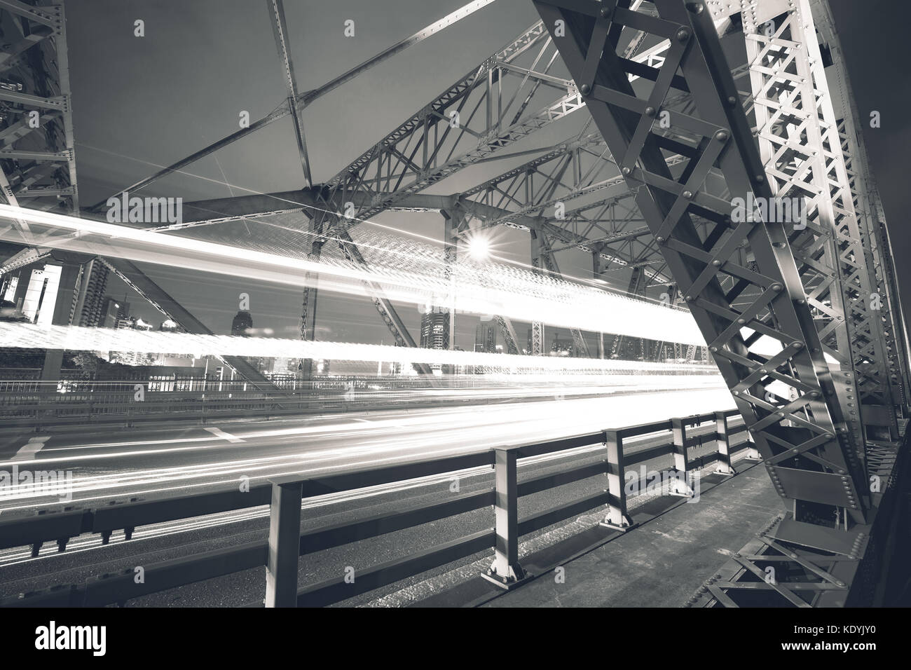 Steel bridge at night Stock Photo - Alamy