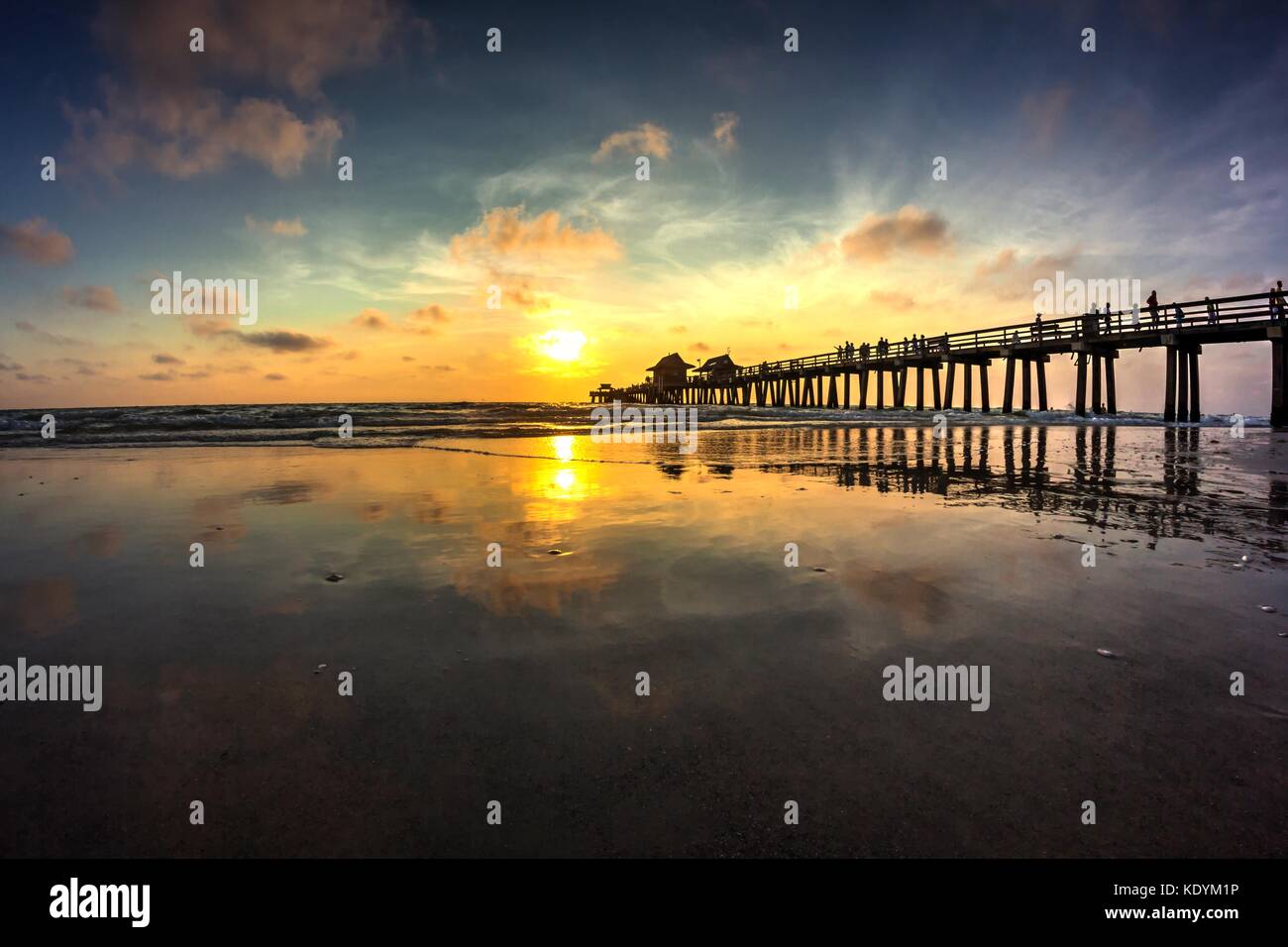 Sunset at the Naples Pier Stock Photo - Alamy