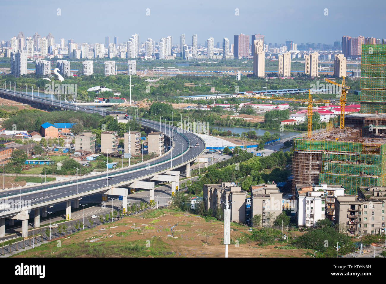 shanghai elevated road junction and interchange overpass at night Stock ...