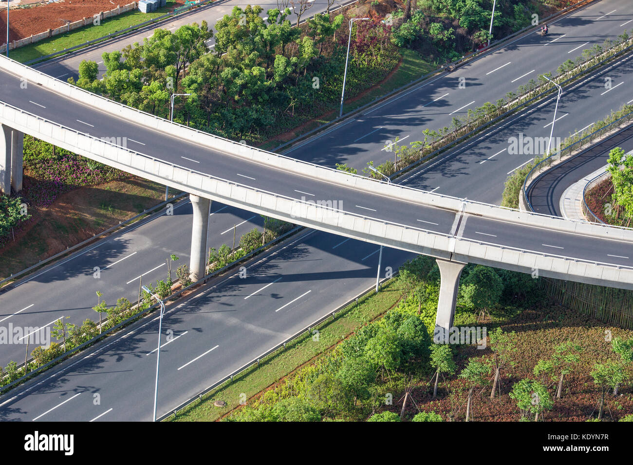 shanghai elevated road junction and interchange overpass at night Stock ...