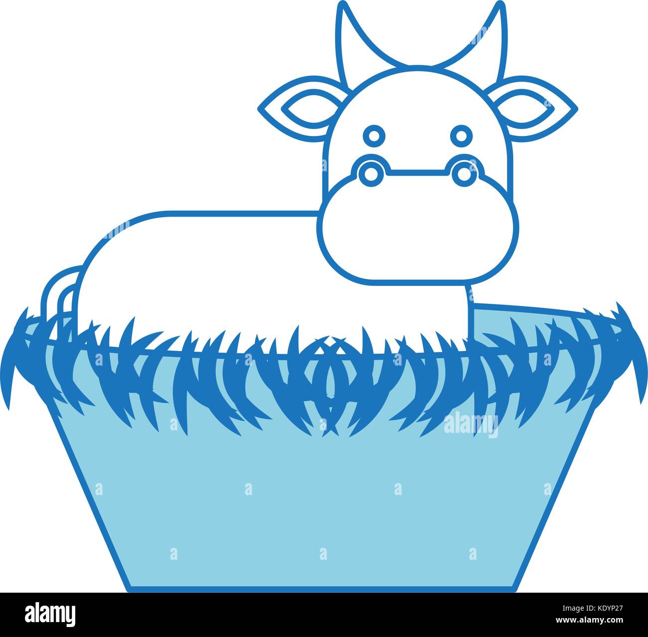 nativity cow in the wooden cradle manger Stock Vector Image & Art - Alamy