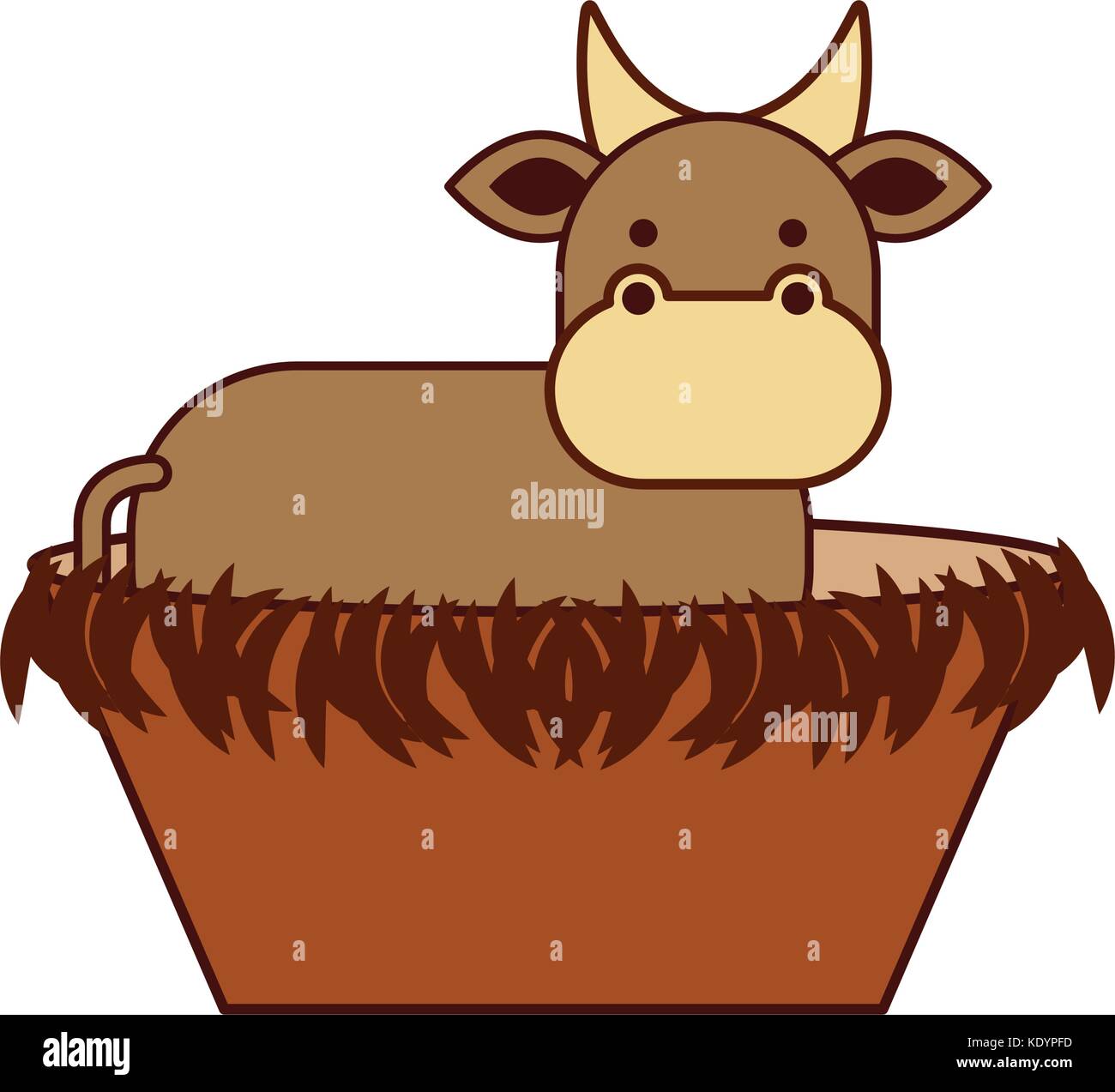 nativity cow in the wooden cradle manger Stock Vector Image & Art - Alamy