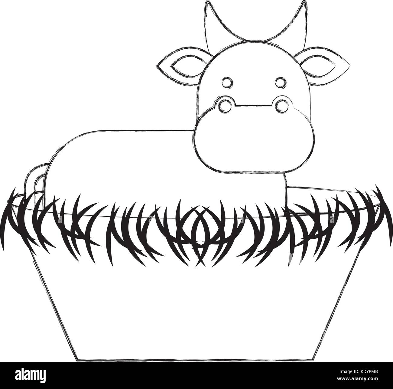 nativity cow in the wooden cradle manger Stock Vector Image & Art - Alamy