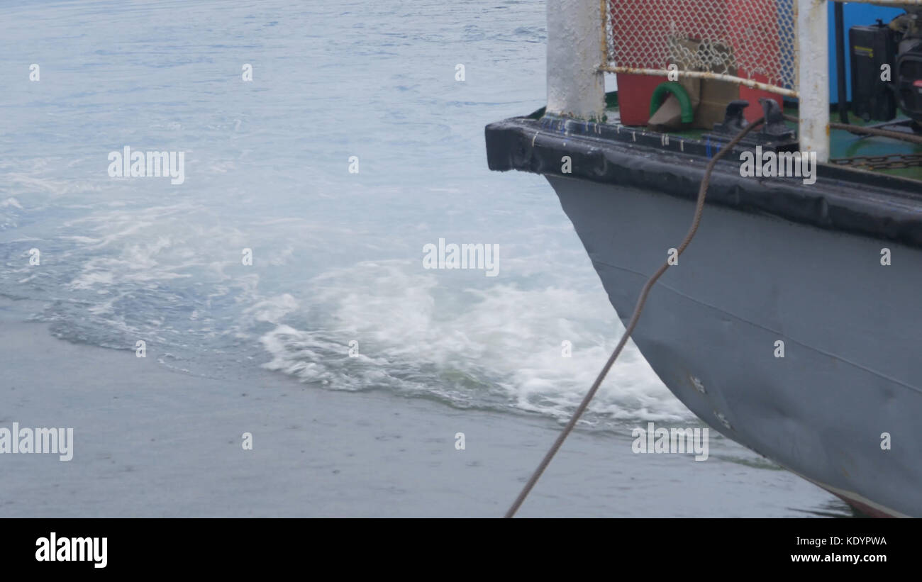 View from center of the back of boats ship. ship engine. the ship ...
