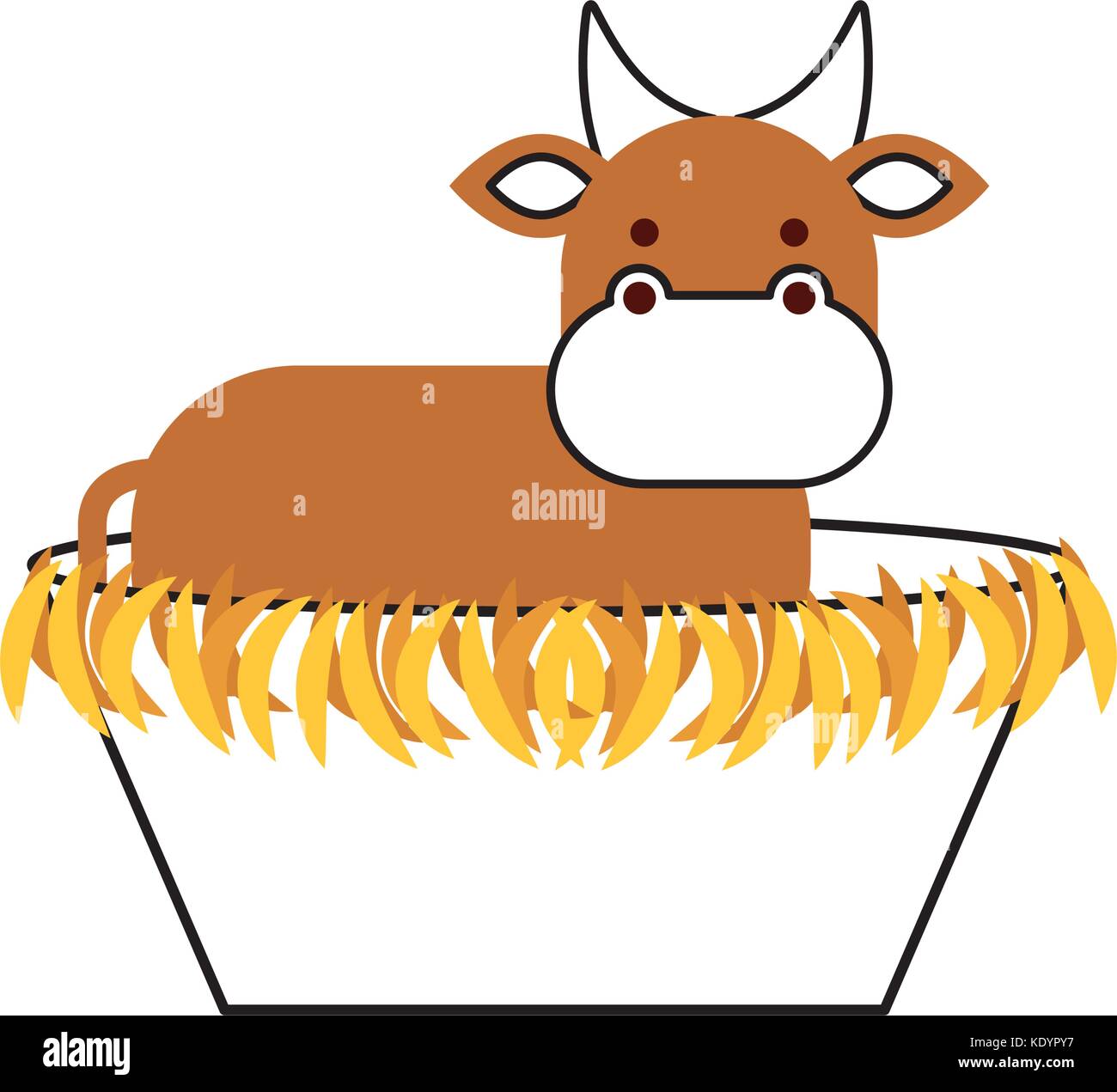 nativity cow in the wooden cradle manger Stock Vector Image & Art - Alamy