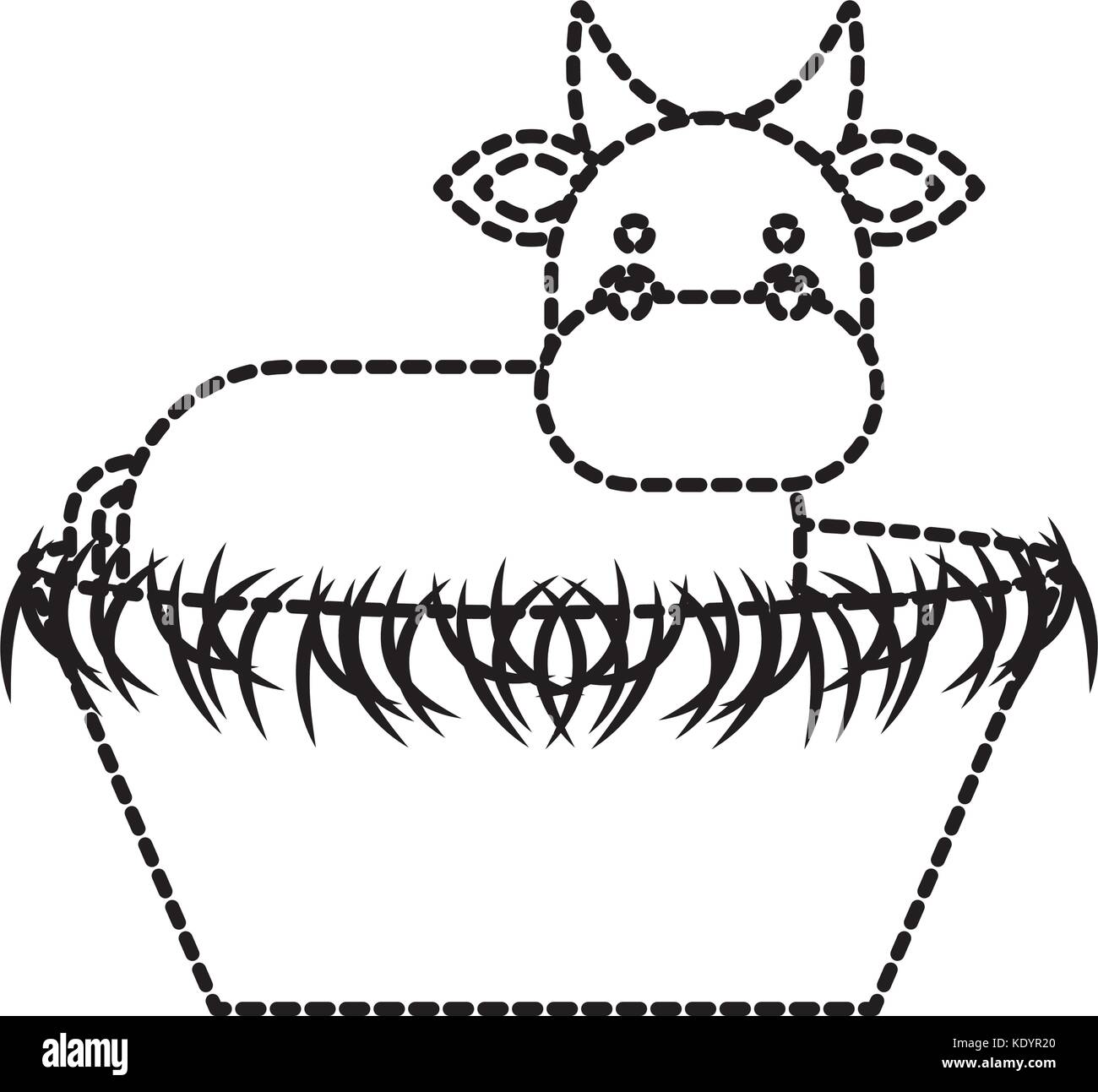 nativity cow in the wooden cradle manger Stock Vector Image & Art - Alamy