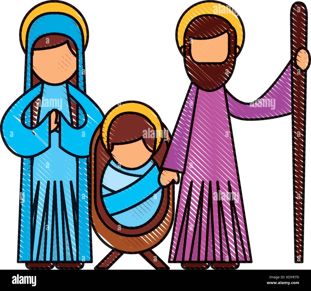 christmas nativity scene holy family jesus mary and joseph Stock Vector ...