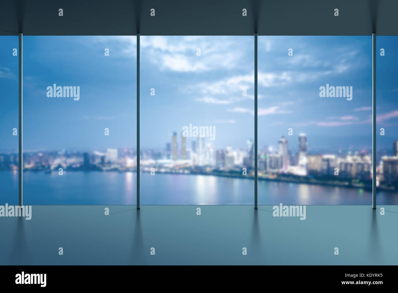 A bird's eye view of the city night view outside the window Stock Photo ...