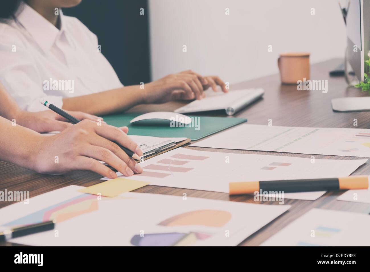 Analysis business concept,businessman hand working on laptop computer ...