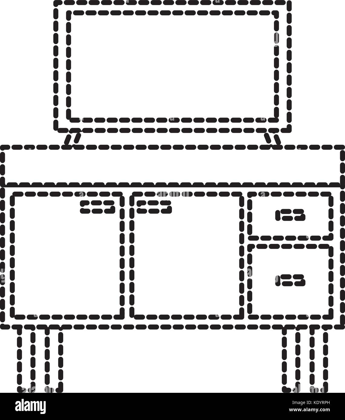 television on wooden table drawers furniture Stock Vector Image & Art ...