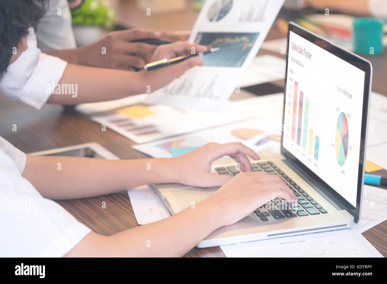 Analysis business concept,businessman hand working on laptop computer ...