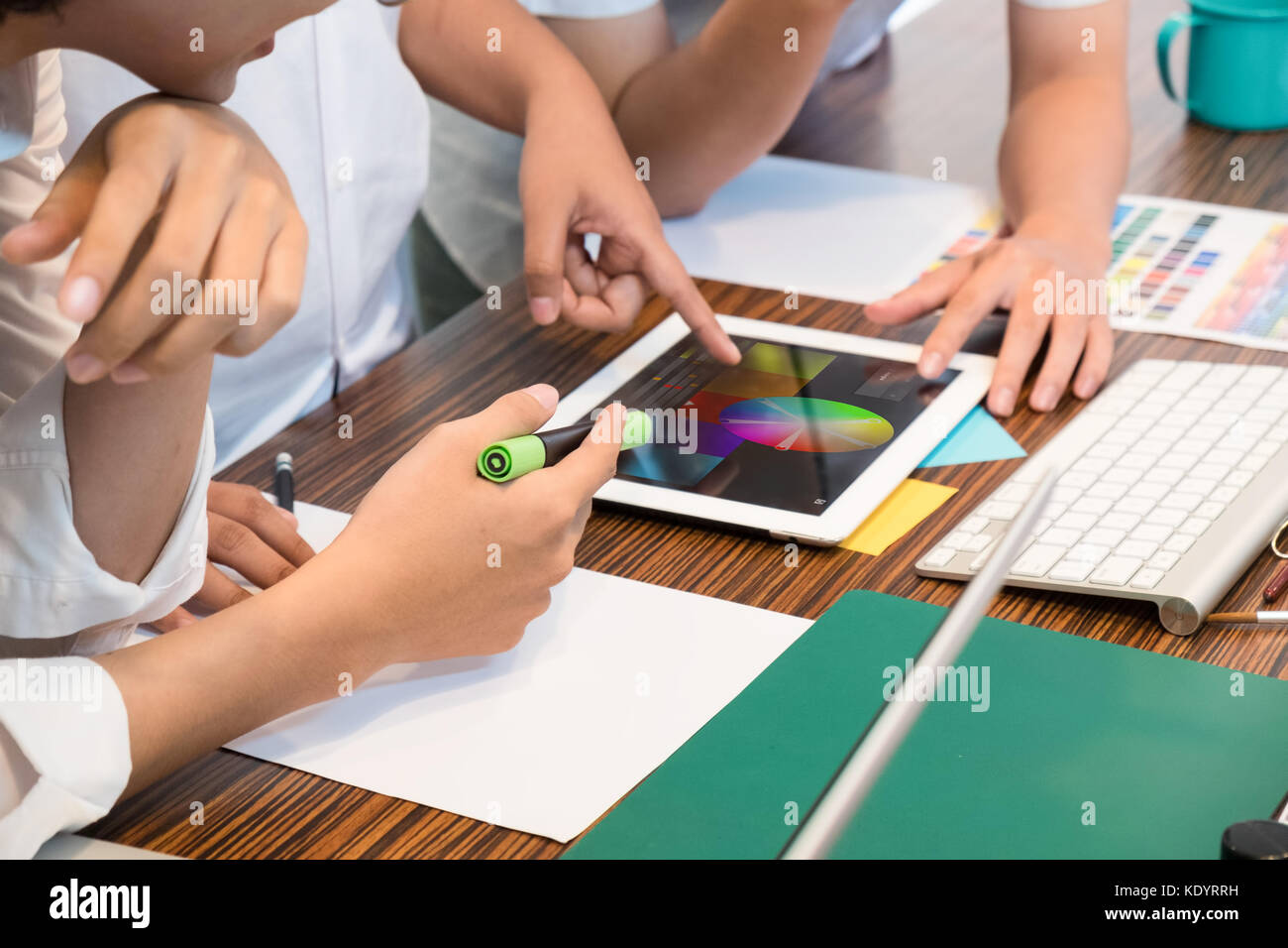 Creative team planning and meeting select color for working designer ...