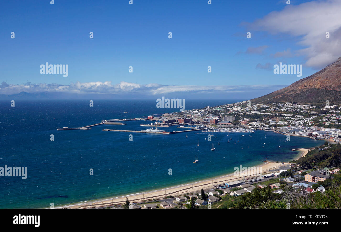 View of Simon's Town harbour with naval base, Cape Town, South Africa ...
