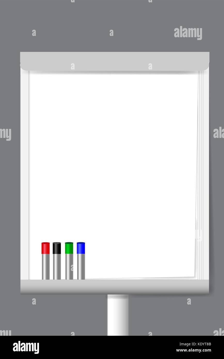 Flip chart with markers and blank sheets ready for your text Stock ...