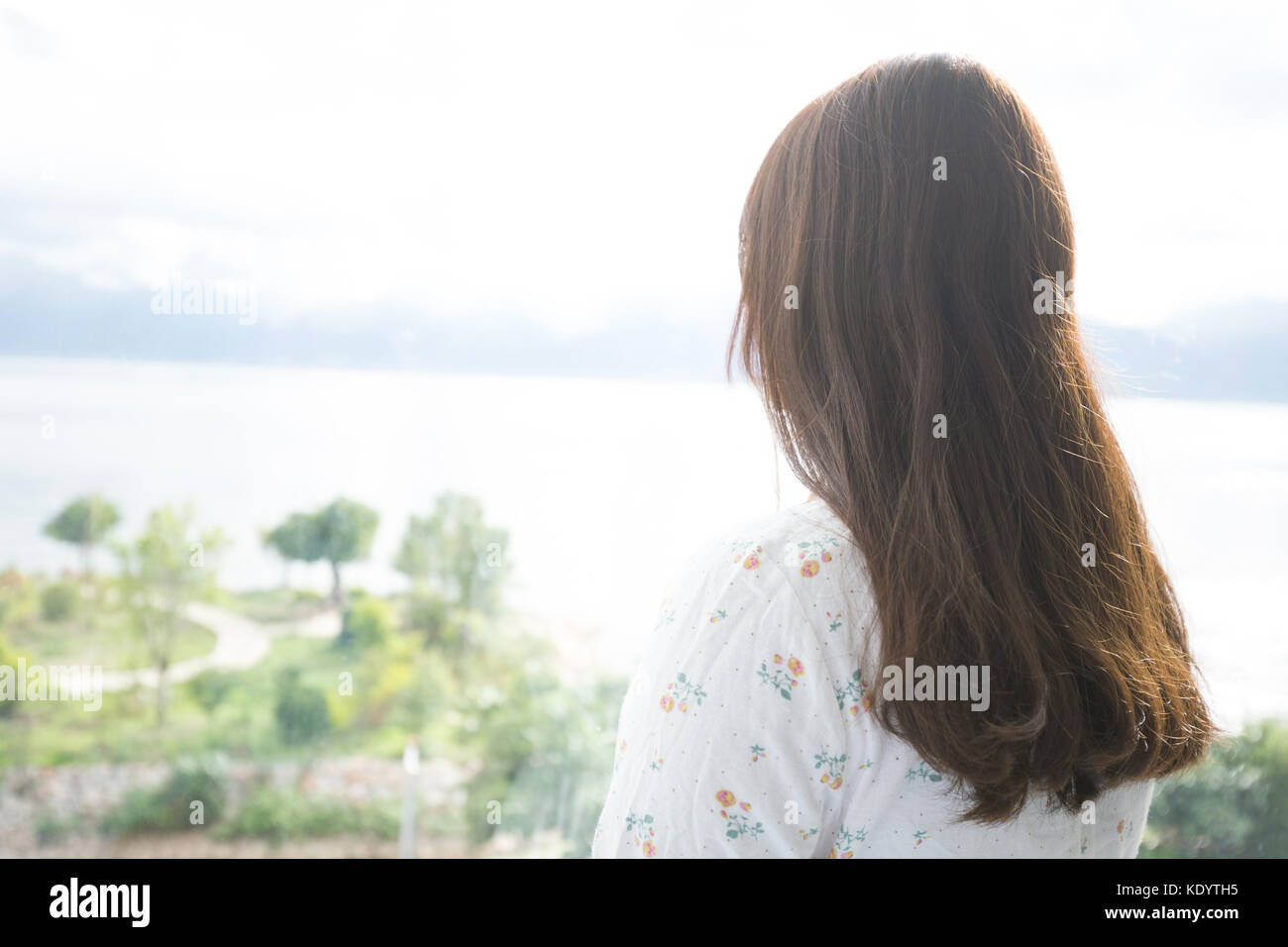 girl looking nature view Stock Photo - Alamy