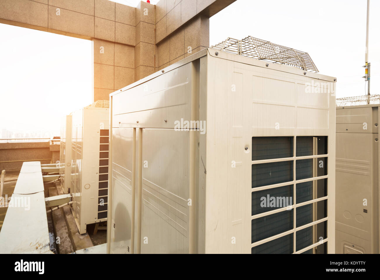 Air conditioning system assembled on top of a building Stock Photo - Alamy
