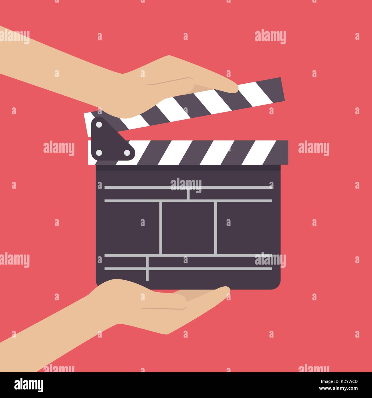 Hands holding movie clapper. Vector illustration Stock Vector Image ...