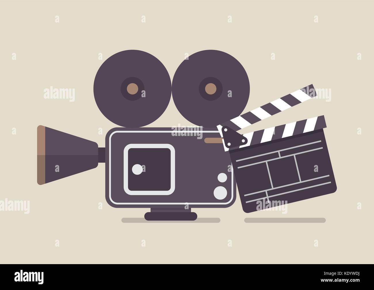 Retro movie camera and movie clapper. Vector illustration Stock Vector ...