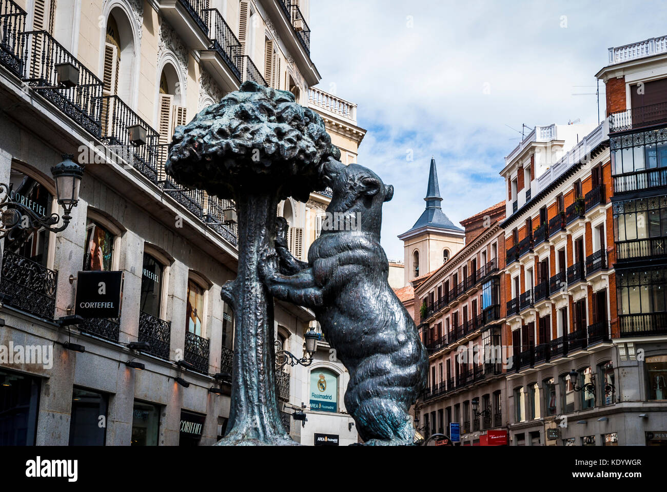 Madrid April 2009 Spain: symbol of Madrid statue of bear and strawberry ...
