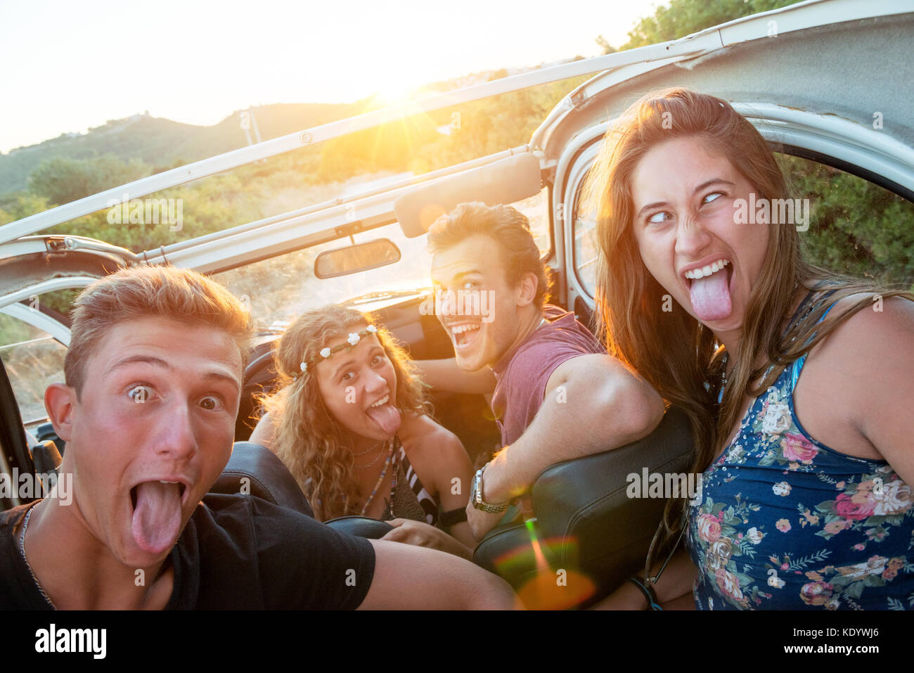 Group of boys in car hi-res stock photography and images - Alamy