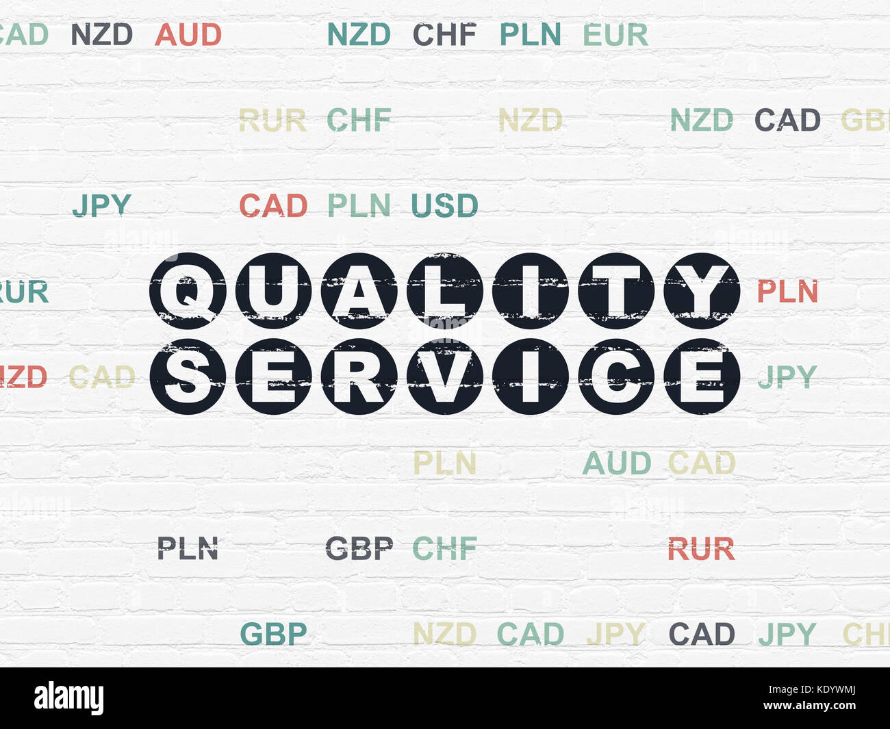 Finance concept: Quality Service on wall background Stock Photo - Alamy