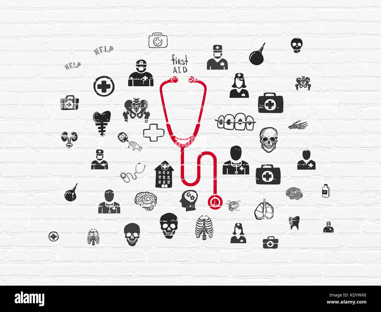 Medicine concept: Stethoscope on wall background Stock Photo - Alamy