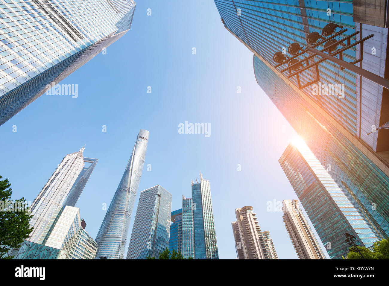 underside panoramic and perspective view to steel glass high rise ...