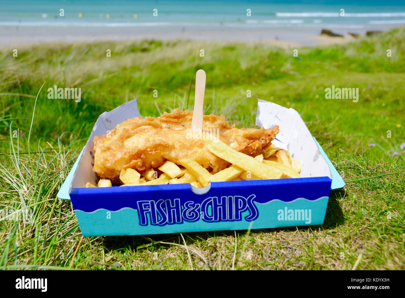 Fish and Chips by the coast in Cornwall Stock Photo - Alamy