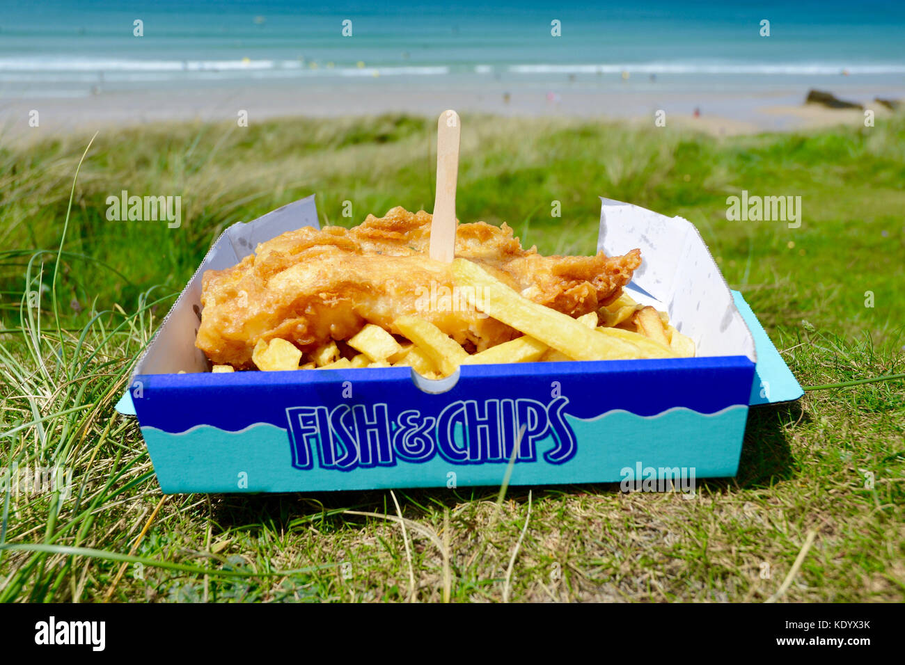 Fish and Chips by the coast in Cornwall Stock Photo - Alamy