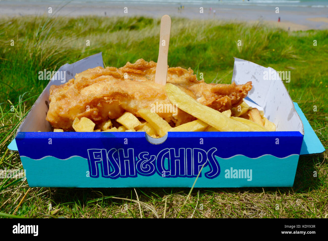 Fish and Chips by the coast in Cornwall Stock Photo - Alamy