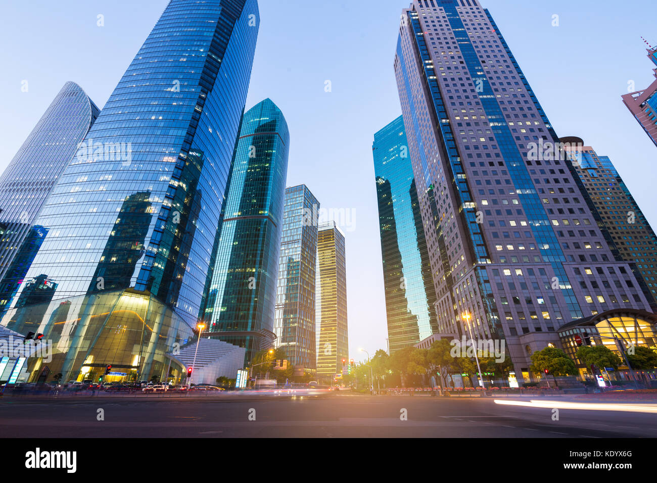 Shanghai commercial center at night Stock Photo - Alamy