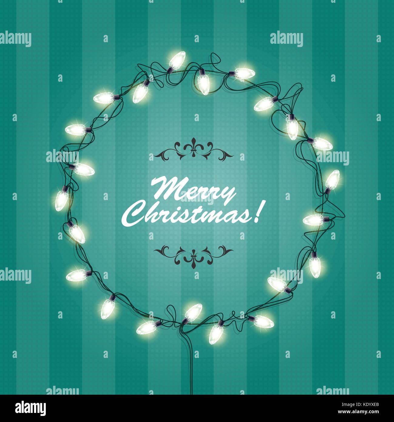 Christmas Lights wreath frame - round festive lights garlands Stock ...