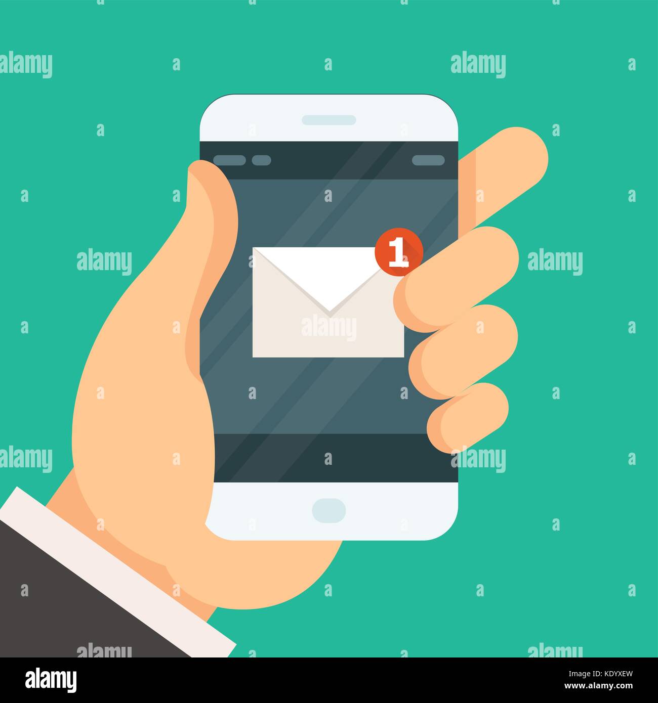 New incoming message on smartphone - email received Stock Vector Image ...